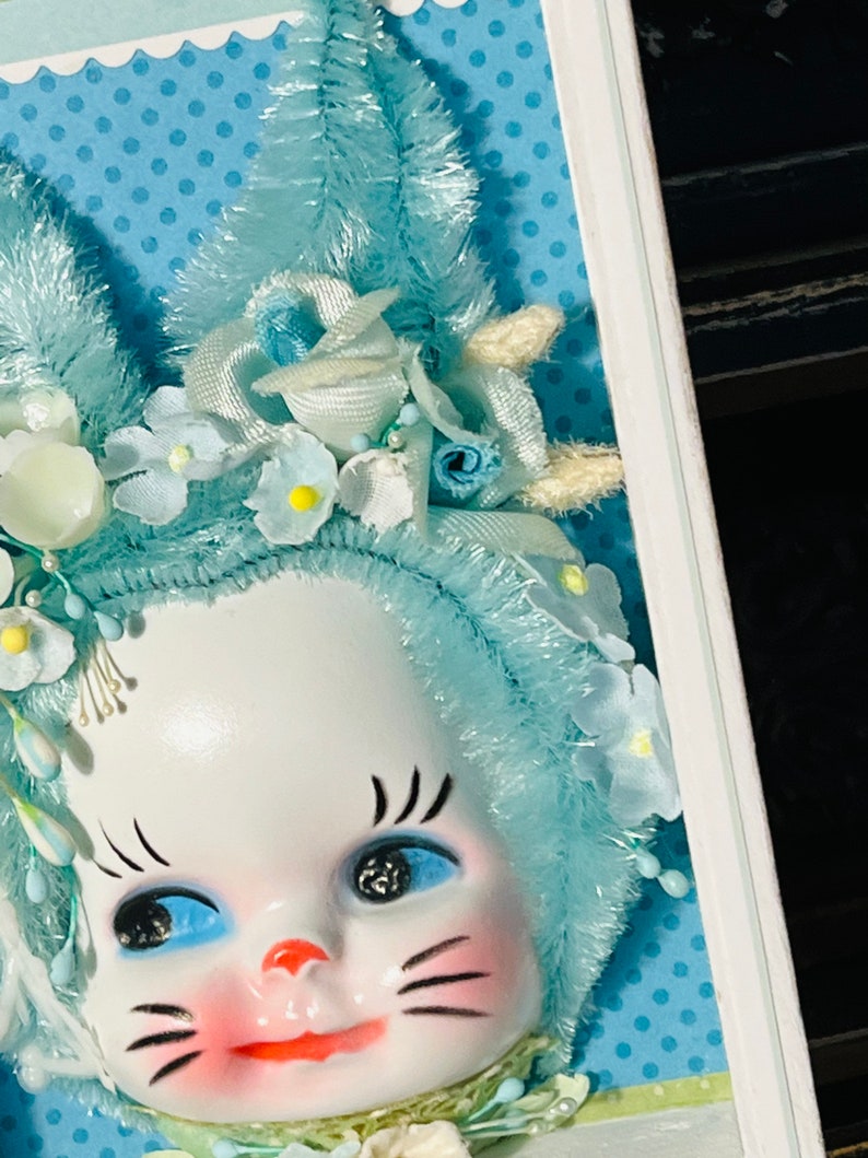 Vintage Handmade Chenille Bunny Rabbit Shadowbox - Etsy