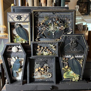 Vintage Decor, Halloween, Shadow Box Art, Dark, Moody, Gallery Wall ...