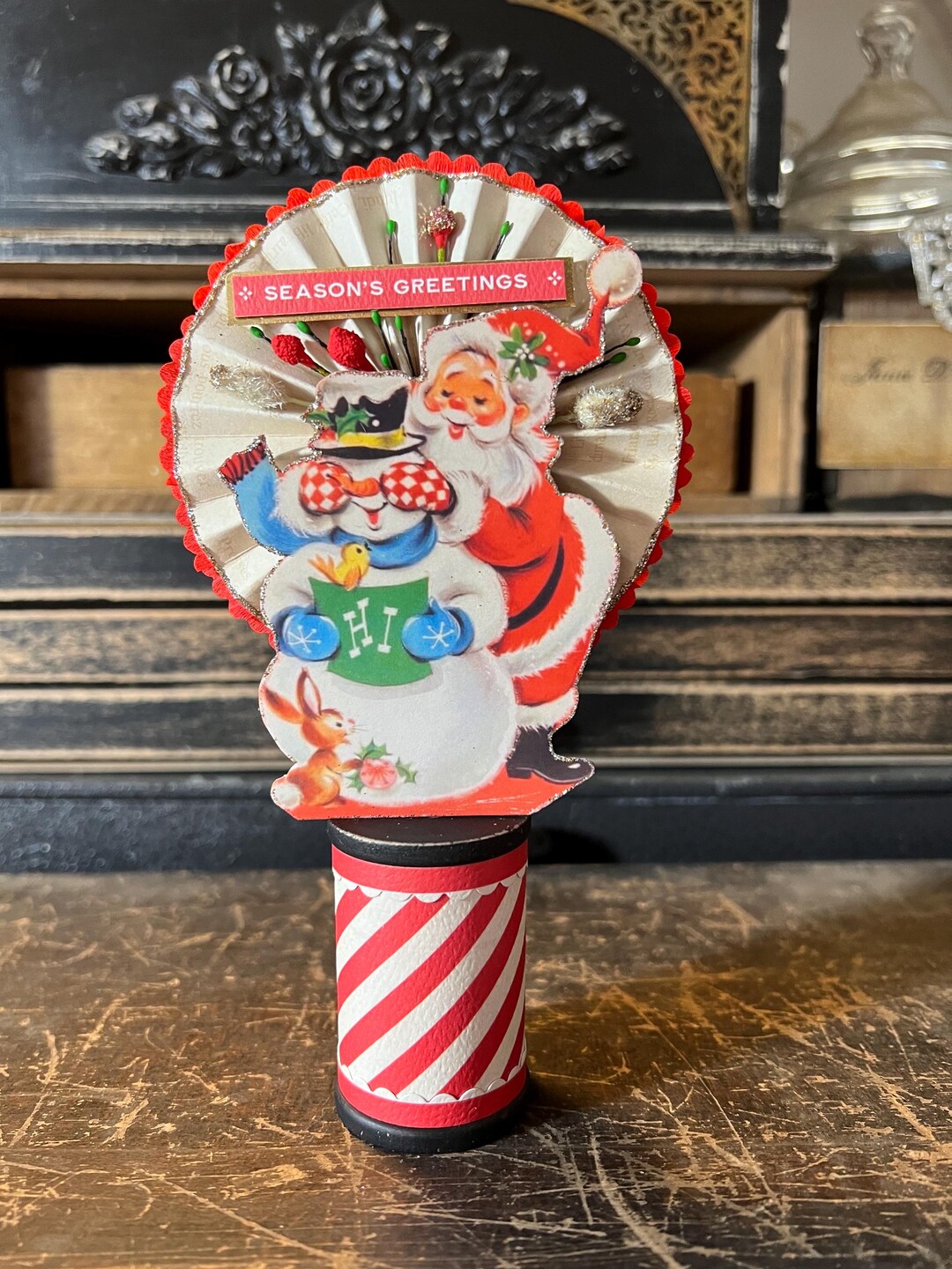 Vintage Handmade Christmas, Holiday Spool, Vintage Christmas Decor ...