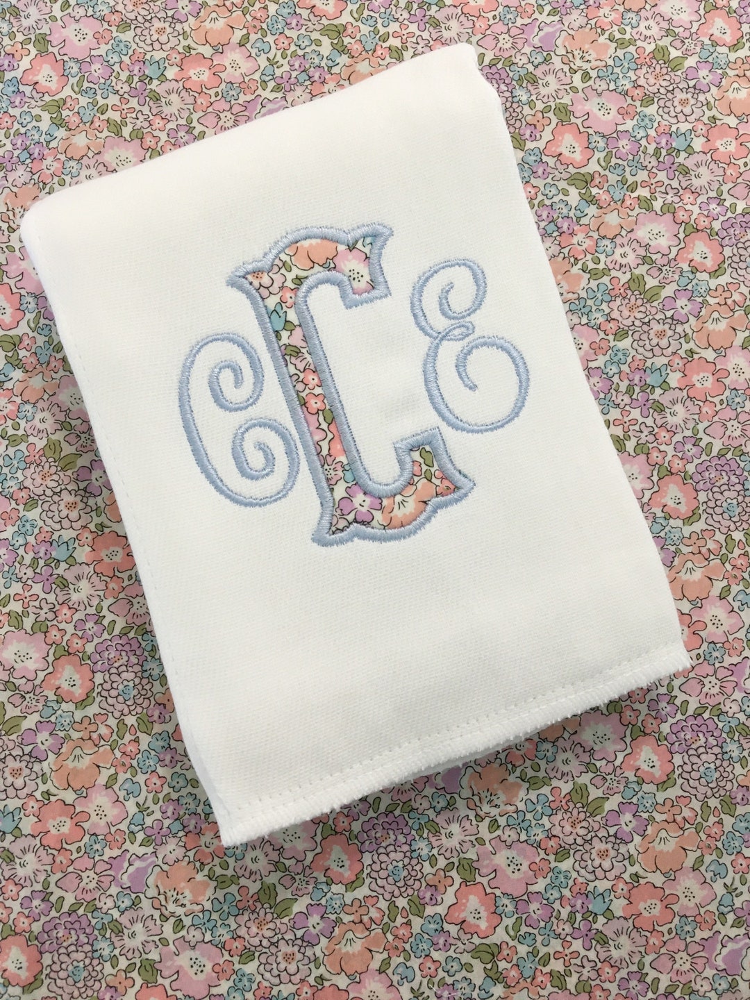 Applique Liberty Monogram Baby Burp Cloth or Bib - Etsy