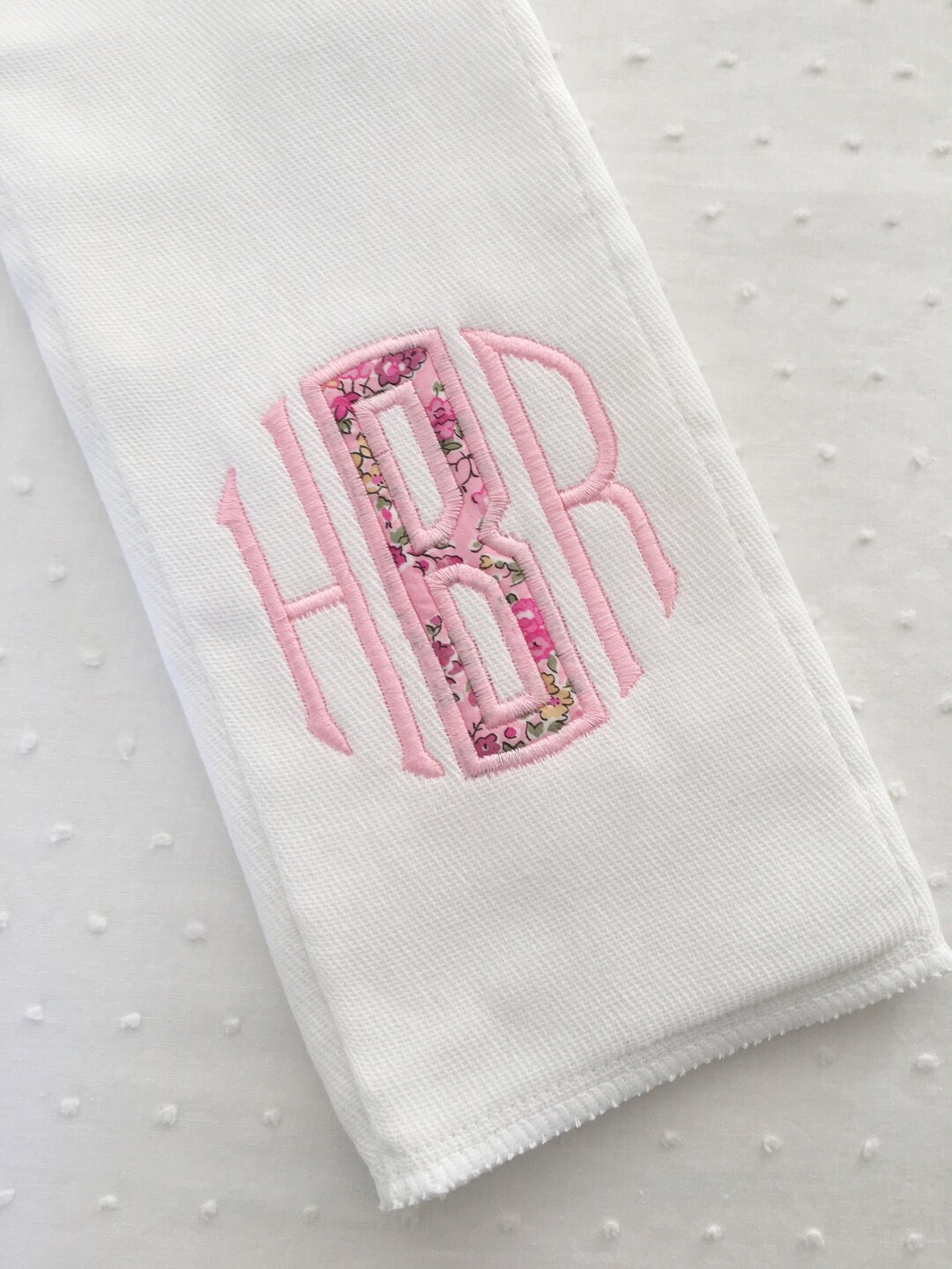 Applique Embroidered Liberty Monogram Baby Burp Cloth or Bib - Etsy