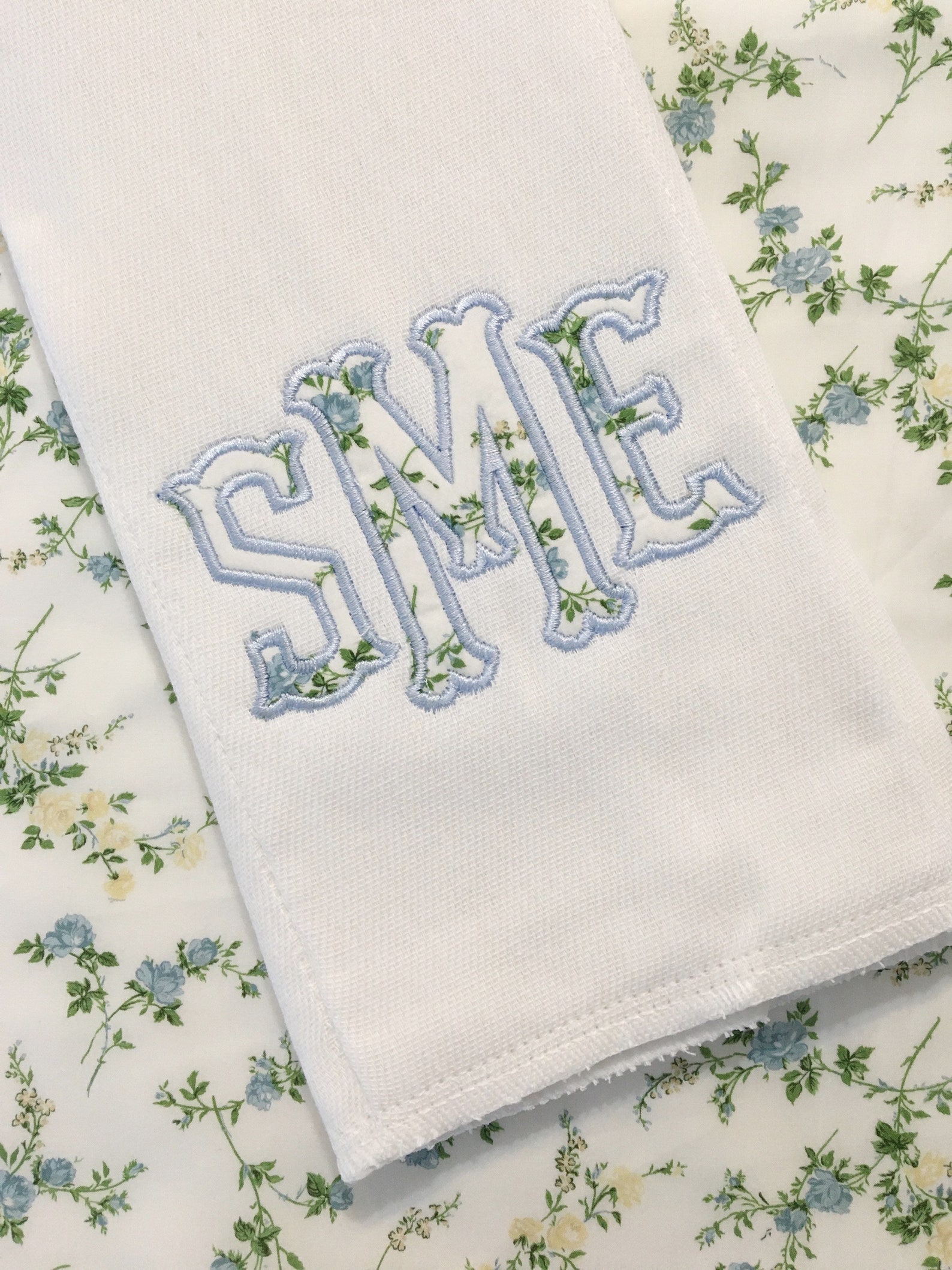 Applique Liberty Monogram Baby Burp Cloth or Bib - Etsy