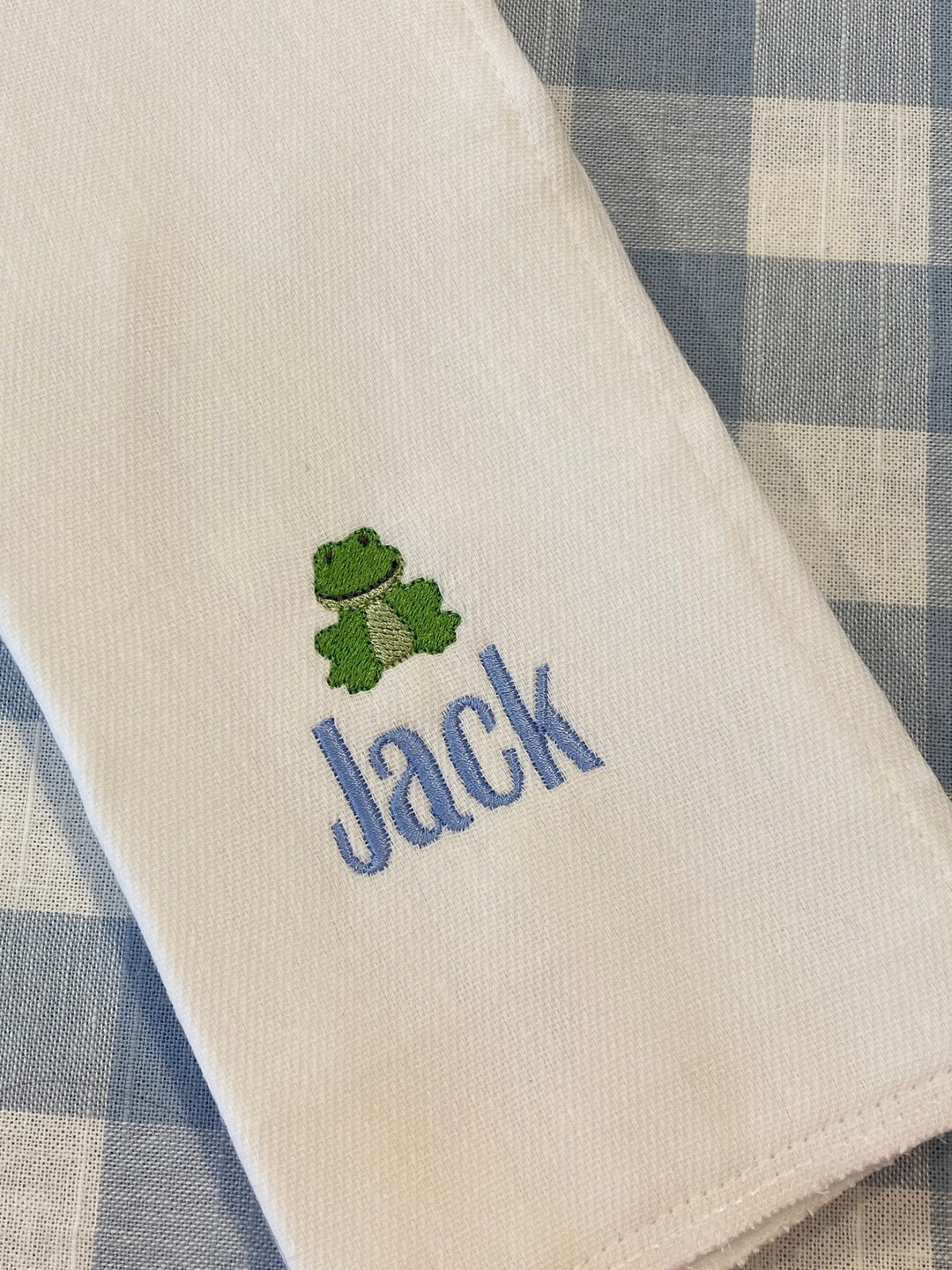 Monogrammed Frog Burp Cloth or Bib Embroidered Baby - Etsy Österreich