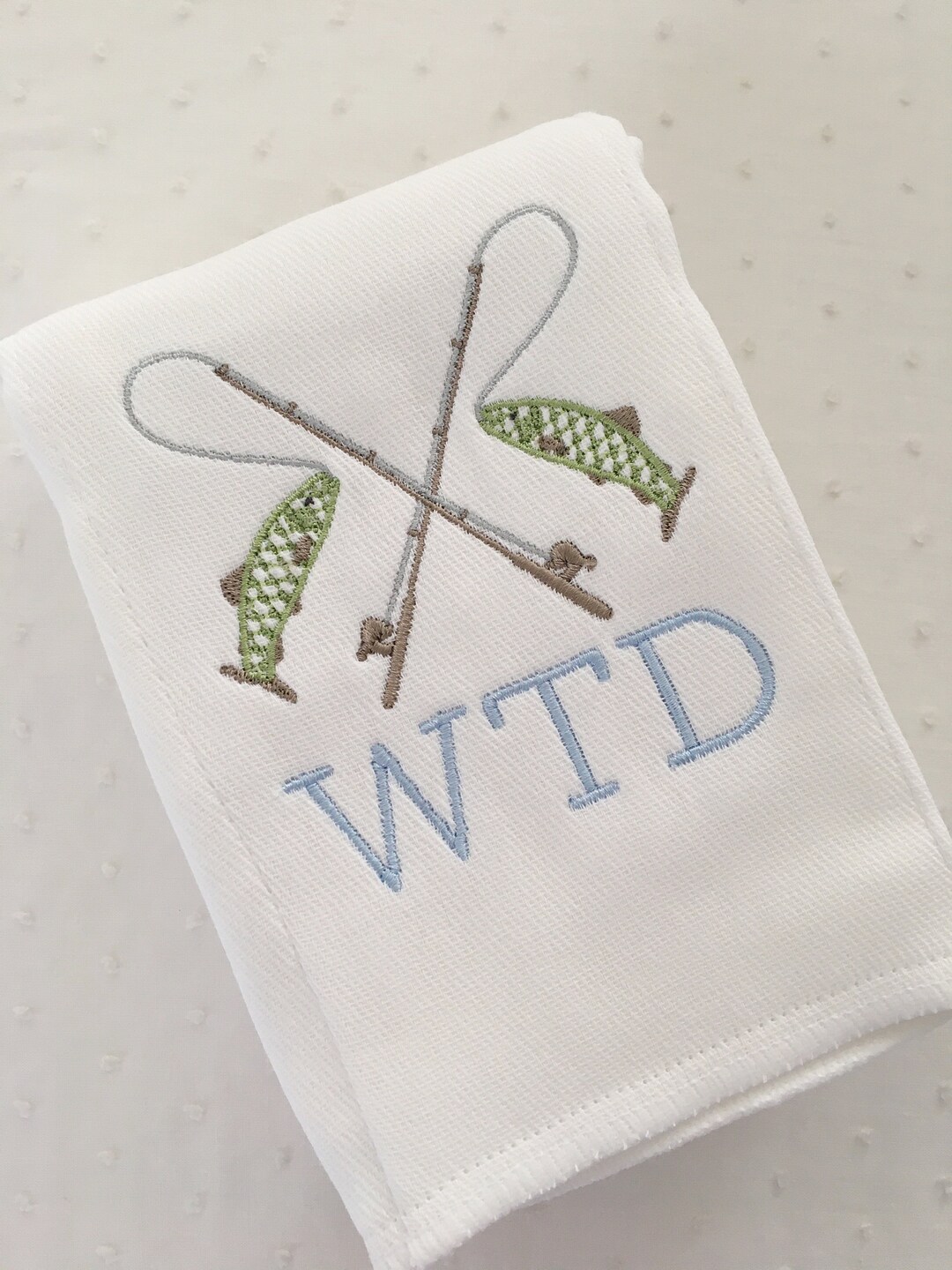 Monogrammed Fishing Fish Burp Cloth Embroidered - Etsy