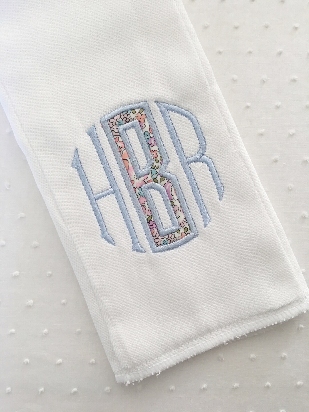 Applique Embroidered Liberty Monogram Baby Burp Cloth or Bib - Etsy