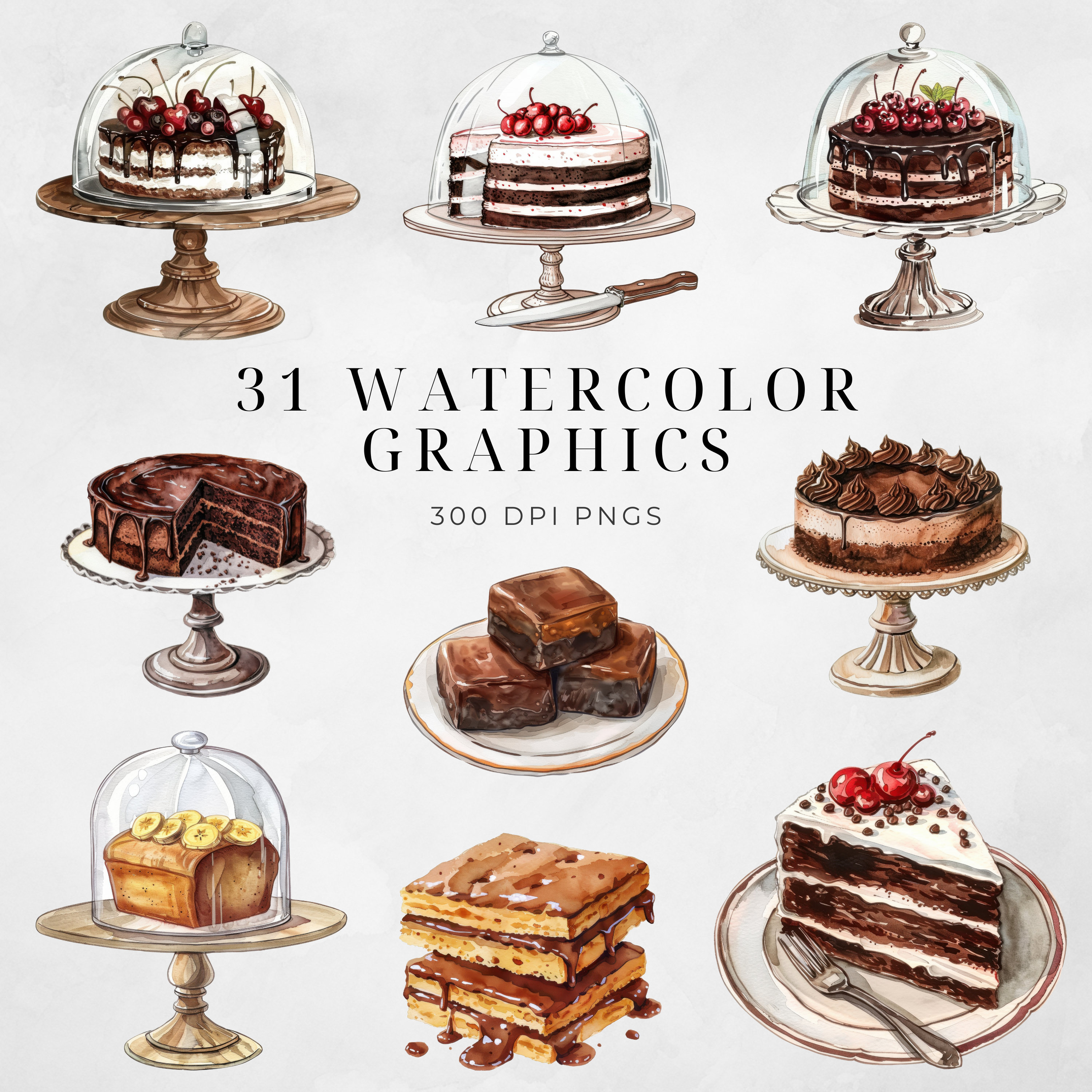 Cake Clipart, Bakery Gateau Illustrations, Cafe Clip Art Bundle ...