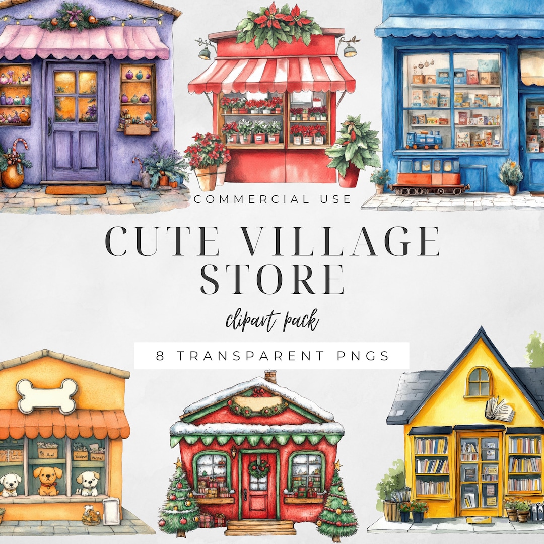 Cute Village Store Clipart, Storefront Pngs, Colorful Shop Image ...