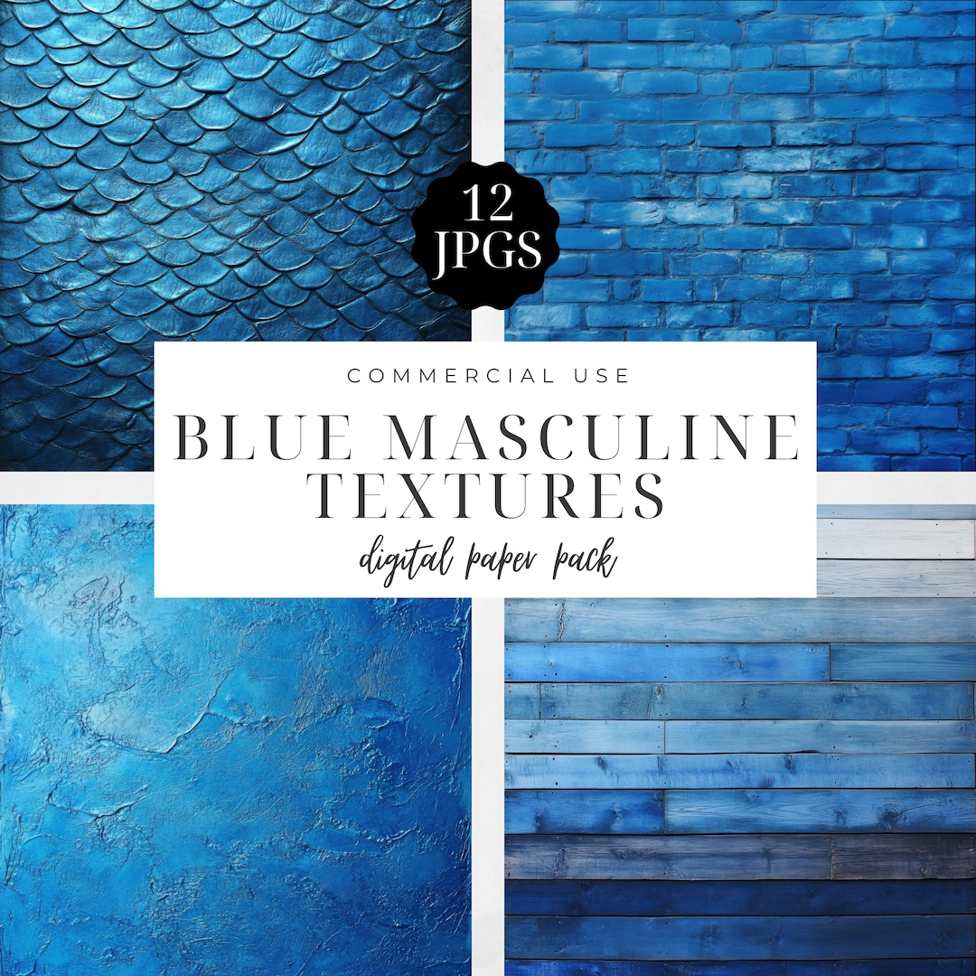 Blue Masculine Texture Backgrounds, Digital Paper Pack, Hammered ...