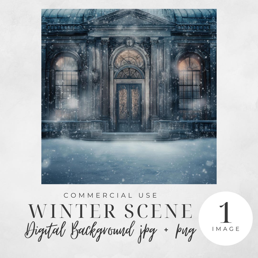Winter Scene Digital Background, Snowy Christmas Backdrop, Scrapbooking ...