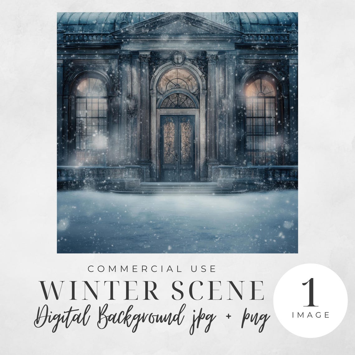 Winter Scene Digital Background, Snowy Christmas Backdrop, Scrapbooking ...