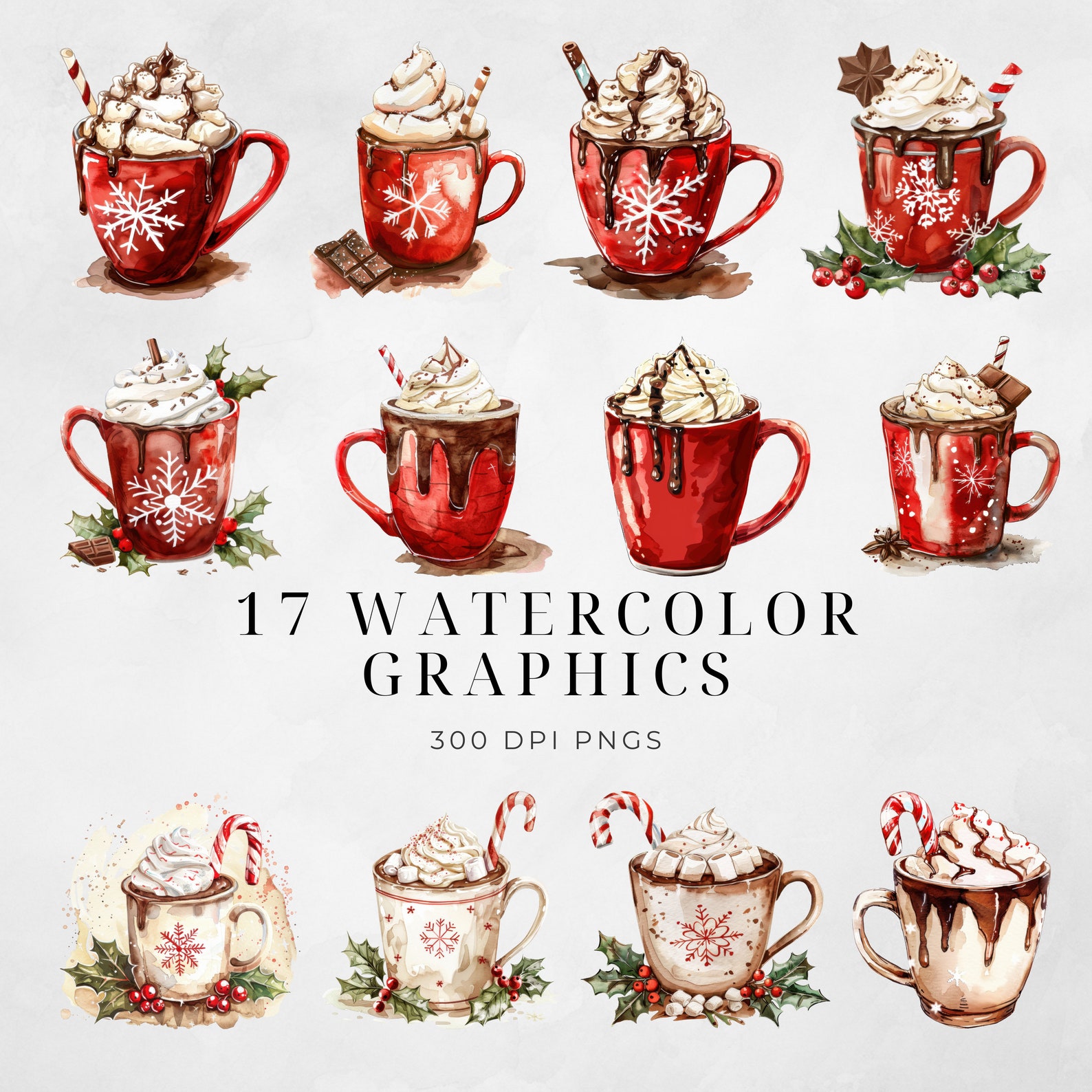 Hot Cocoa Mug Clipart, Christmas Drink Bundle, Winter Clip Art ...