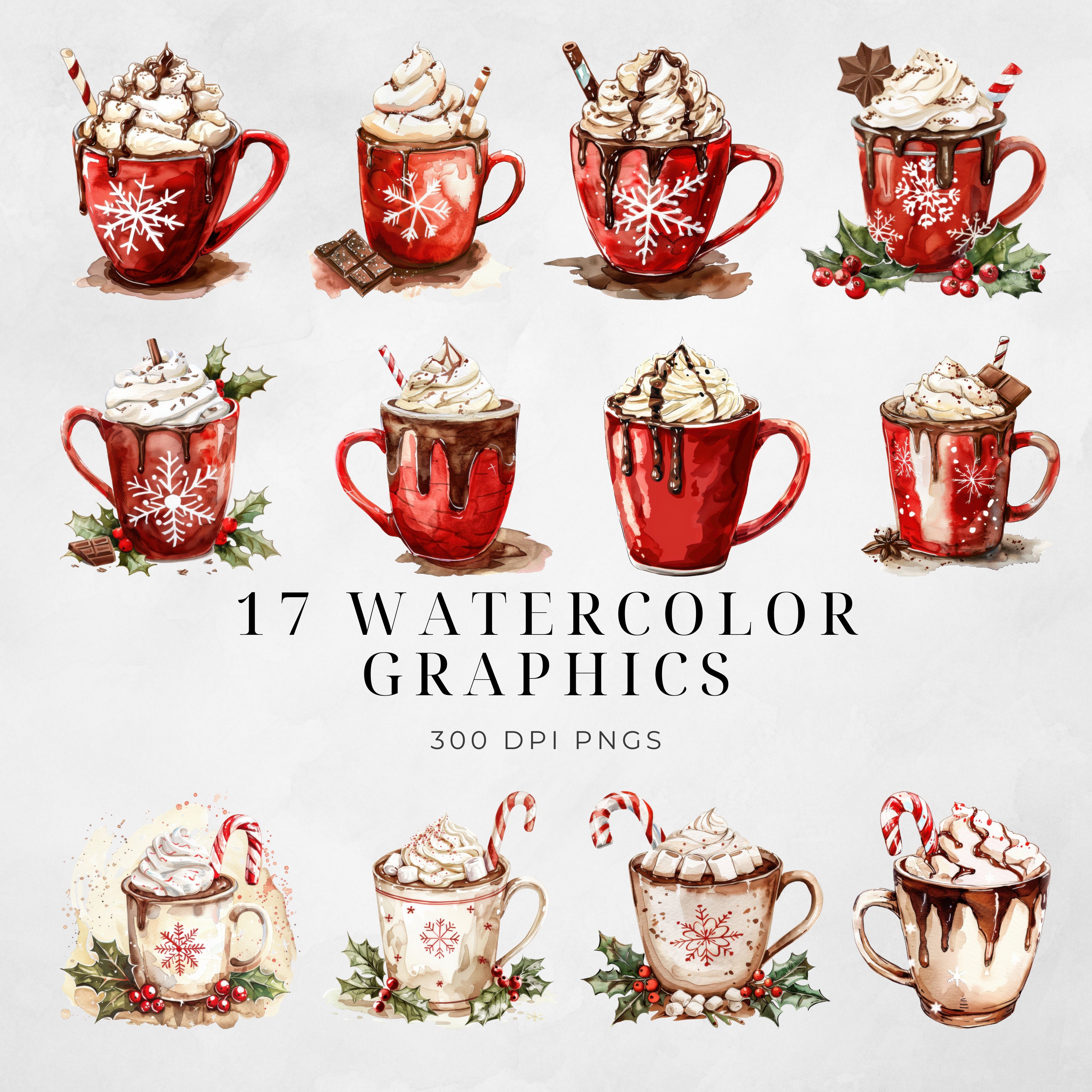 Hot Cocoa Mug Clipart, Christmas Drink Bundle, Winter Clip Art ...