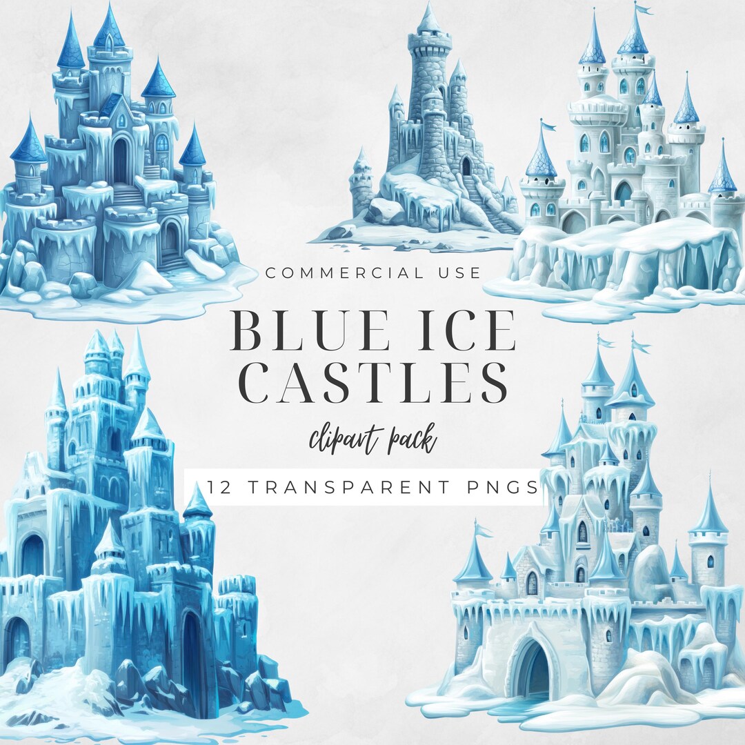 Blue Ice Castles, Winter Fairy Tale Clipart, Icy Kingdom Architecture ...