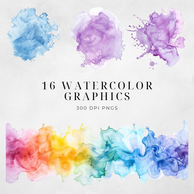 Pastel Watercolor Alcohol Ink Splash Clipart, Abstract Clip Art ...