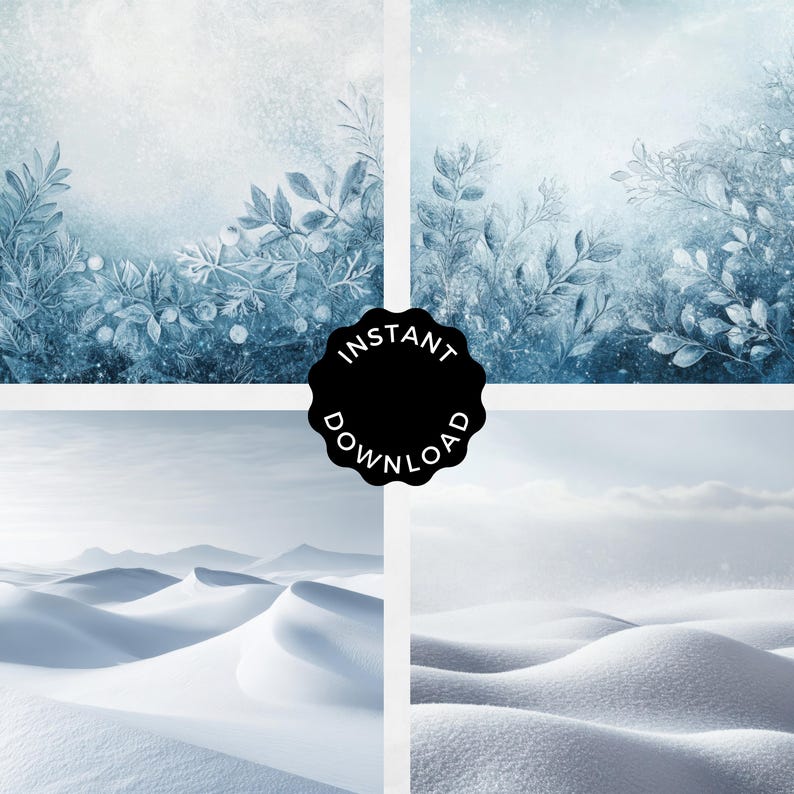 Snow Frost Texture Backgrounds, Digital Paper Pack, Winter Photo ...