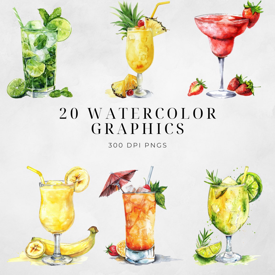 Frozen Cocktails Clipart, Summer Party Invitations, Cocktail Bar Menu ...