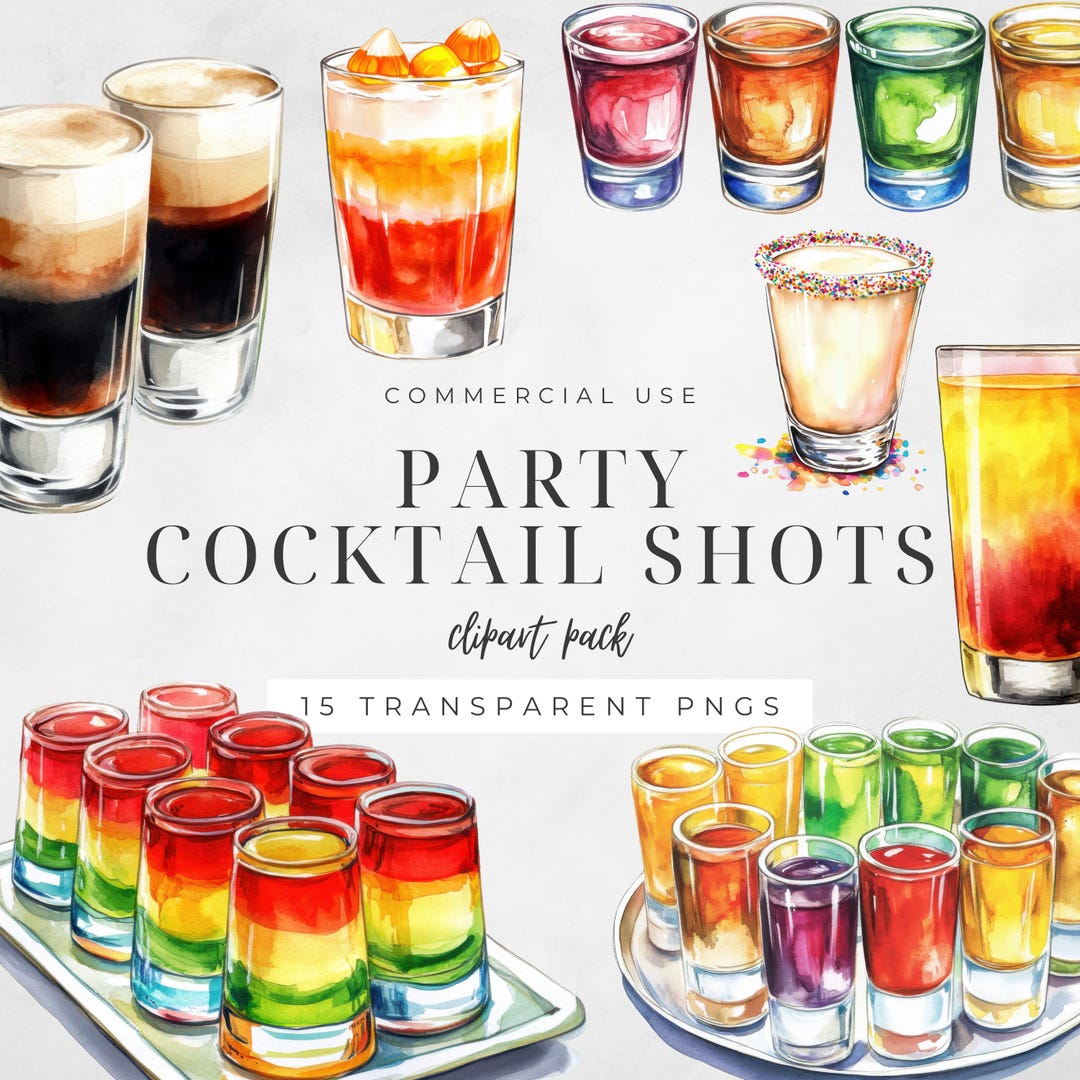 Party Shots Clipart, Mini Cocktails, Party Invitations, Cocktail Bar ...