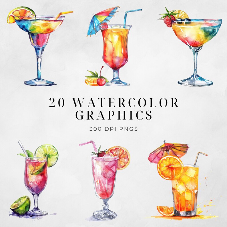 Frozen Cocktails Clipart, Summer Party Invitations, Cocktail Bar Menu ...