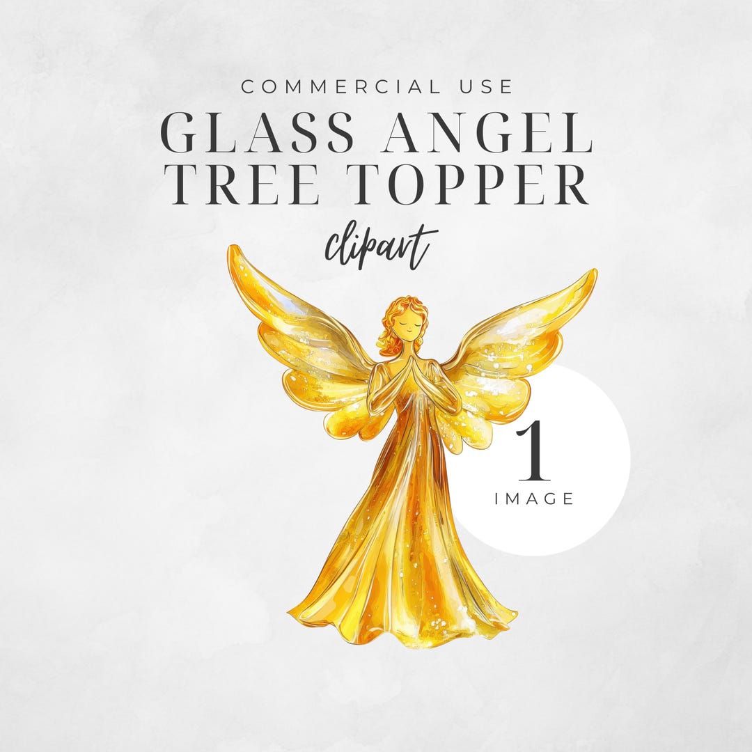 Glass Angel Tree Topper Clipart, Christmas Graphic, Heavenly Angel ...