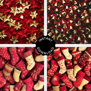 Red Gold Christmas Texture Backgrounds, Digital Paper Pack ...