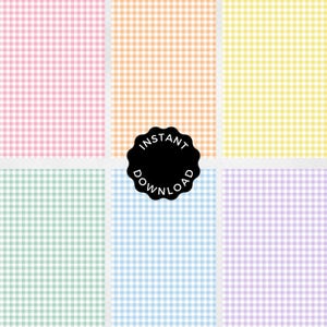 Pastel Gingham Digital Paper Pack, Pale Checkered Nursery Backgrounds ...