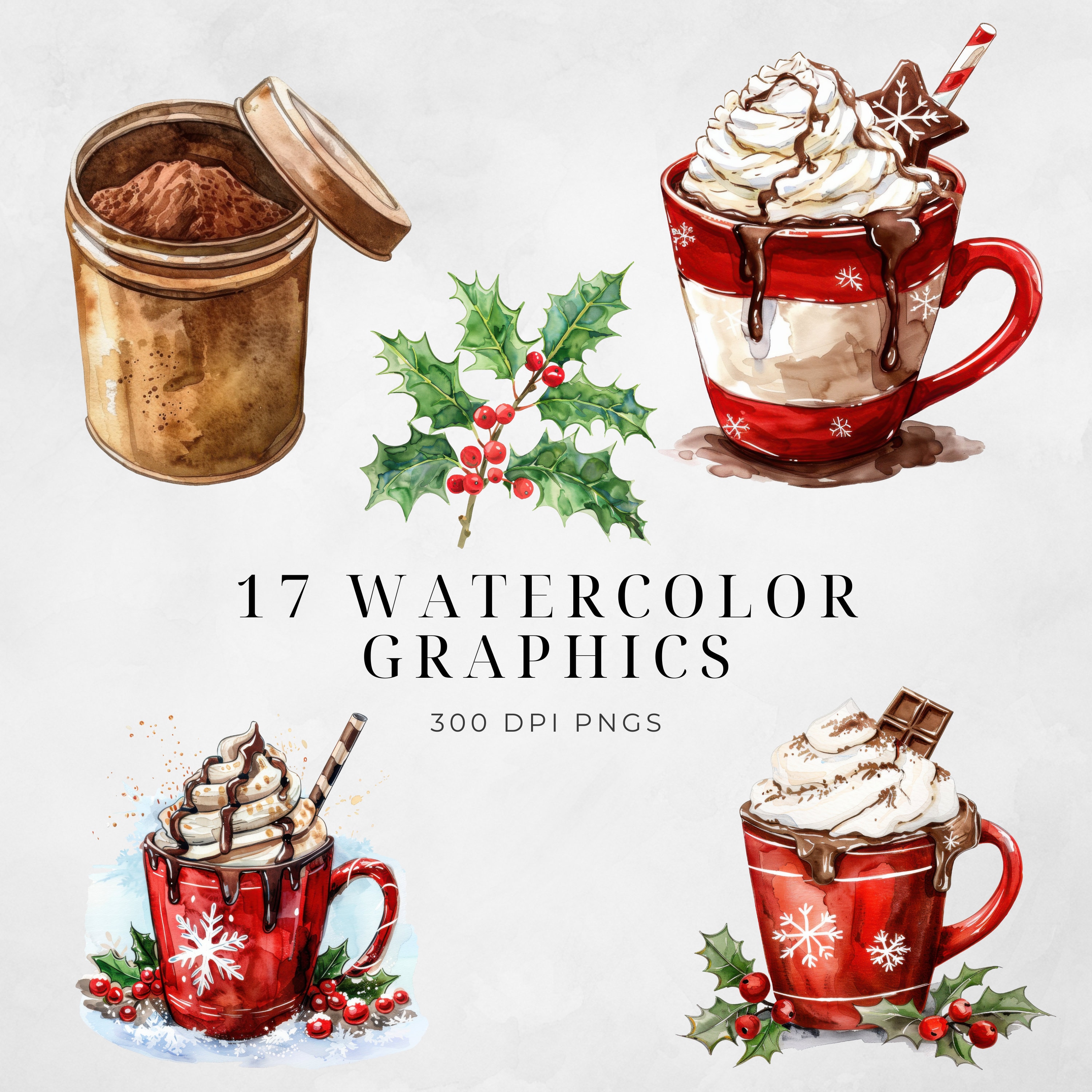 Hot Cocoa Mug Clipart, Christmas Drink Bundle, Winter Clip Art ...