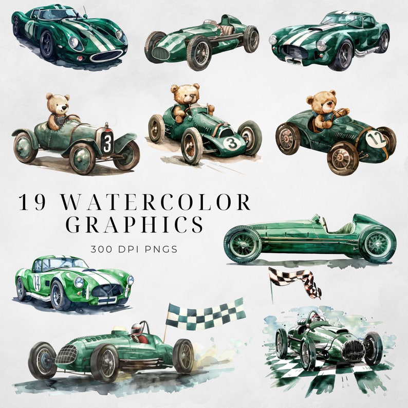 Racecar Birthday Clipart Bundle, Race Car Accessories, Car Racing Pngs ...