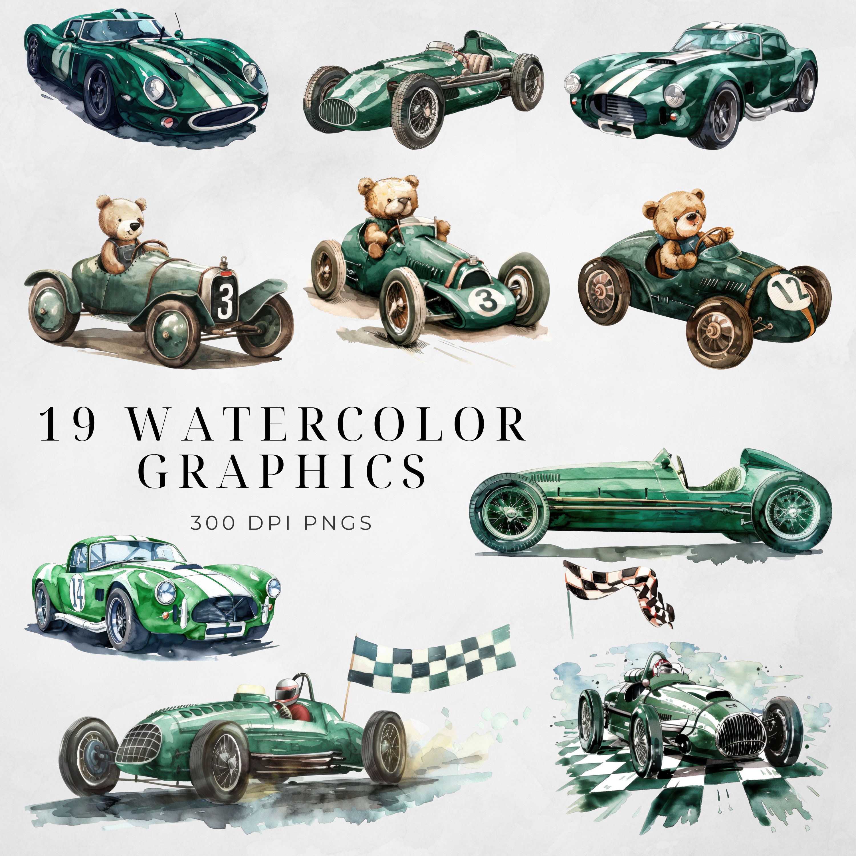 Racecar Birthday Clipart Bundle, Race Car Accessories, Car Racing Pngs ...