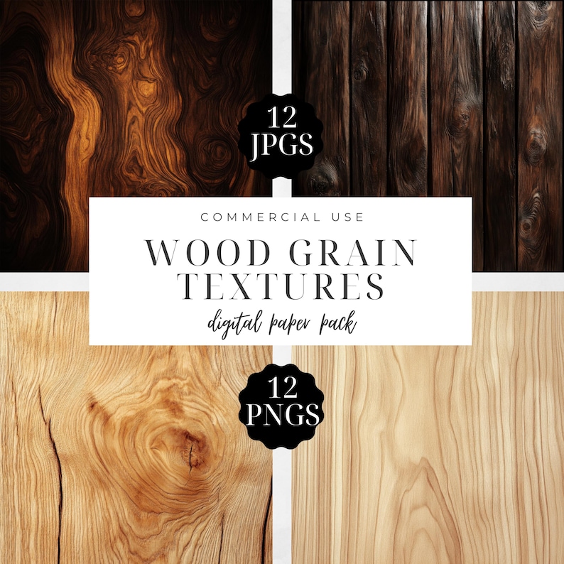 Digital Paper Wood Grain, Texture Backgrounds, Digital Paper Pack ...