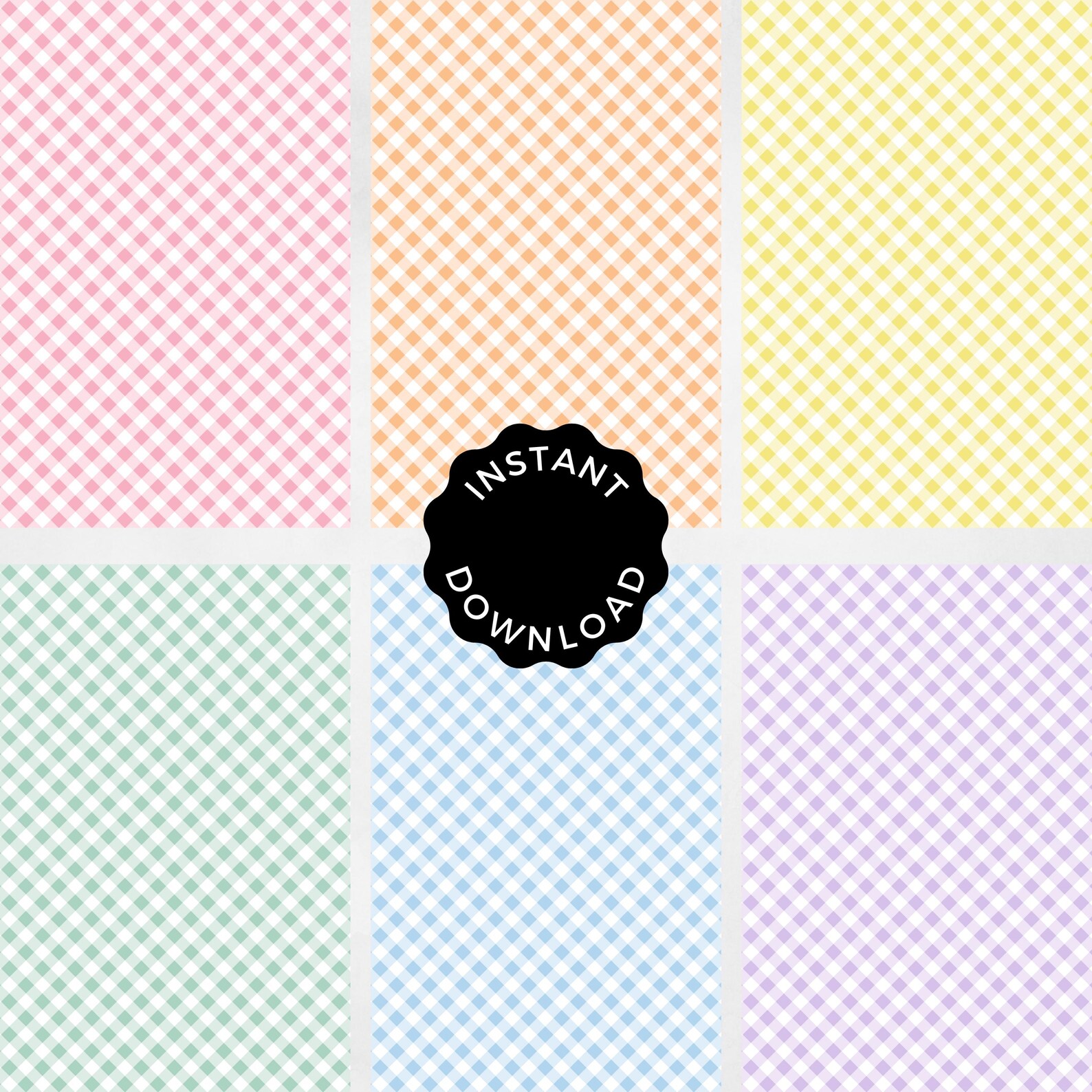 Pastel Gingham Digital Paper Pack, Pale Checkered Nursery Backgrounds ...