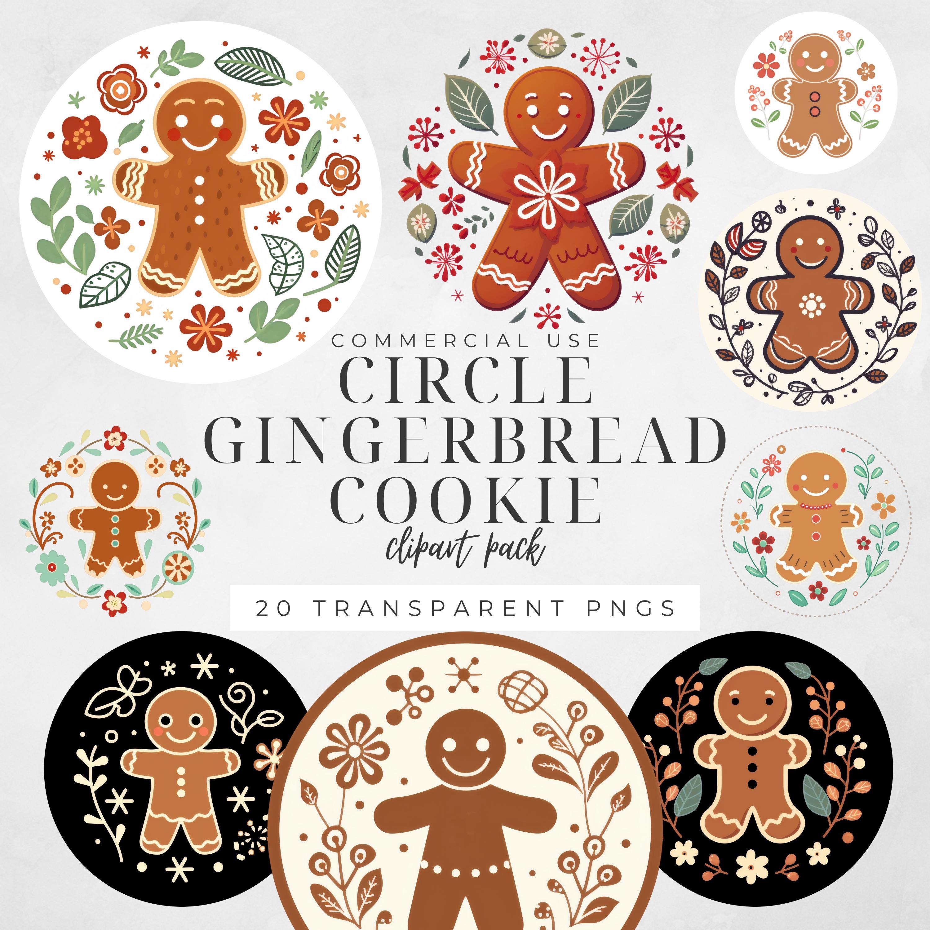 Circle Gingerbread Cookie Clipart, Round Holiday Gift Tags, Christmas ...