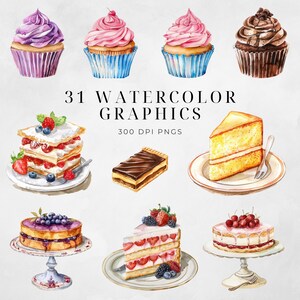 Cake Clipart, Bakery Gateau Illustrations, Cafe Clip Art Bundle ...