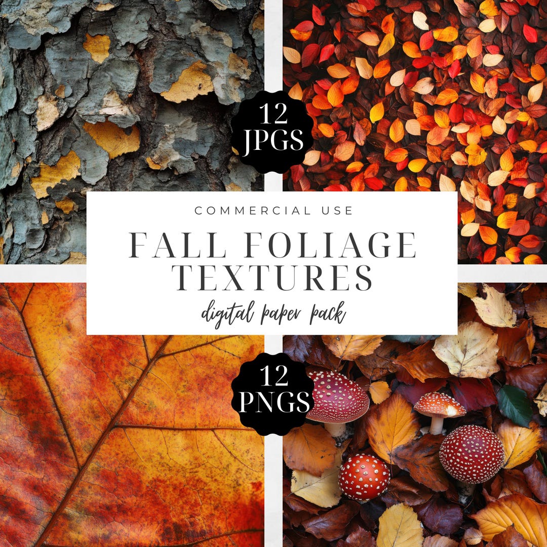 Fall Foliage Texture Backgrounds, Digital Paper Pack, Fallen Autumn ...
