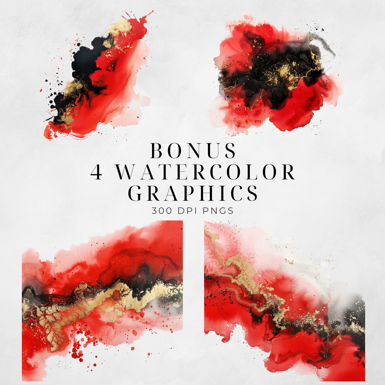 Red Black Gold Alcohol Ink Art, Scrapbook Paper, Digital Background ...