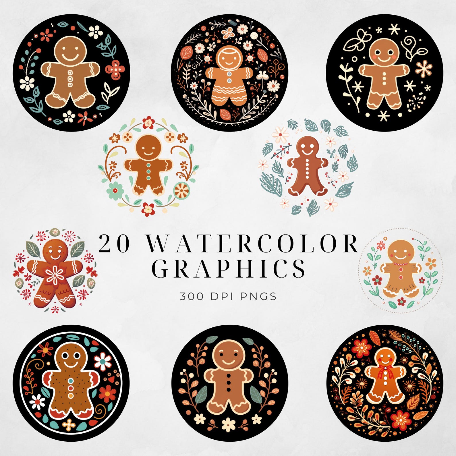 Circle Gingerbread Cookie Clipart, Round Holiday Gift Tags, Christmas ...