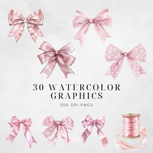 Pink Bow Clipart, Gift Wrap PNG, Baby Girl Nursery Art, Girly Clip Art ...