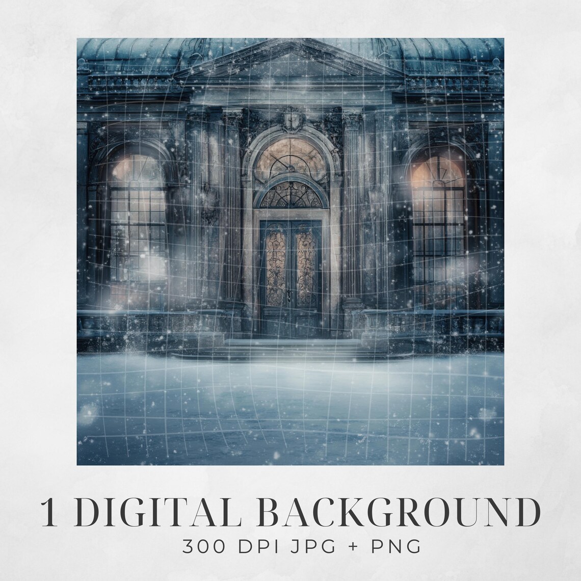 Snowy Winter Palace Digital Background, Christmas Backdrop ...
