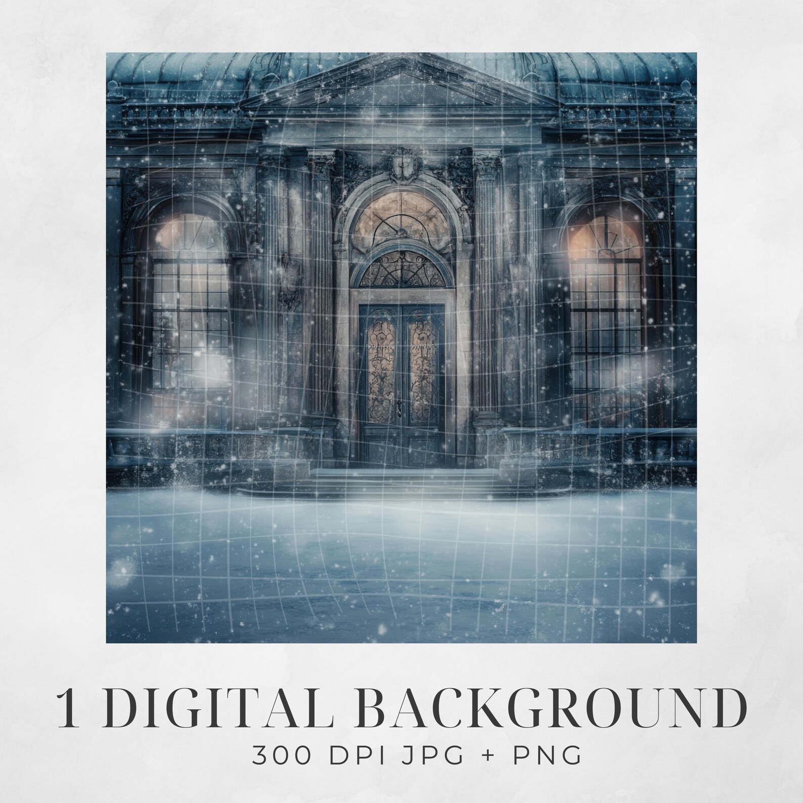 Snowy Winter Palace Digital Background, Christmas Backdrop ...