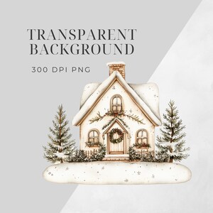 Whimsical Christmas Cottage Clipart, Cozy House Planner Images, Winter ...