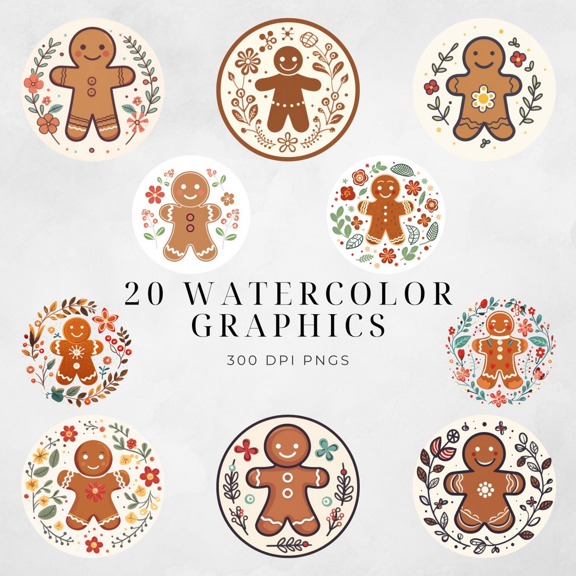 Circle Gingerbread Cookie Clipart, Round Holiday Gift Tags, Christmas ...