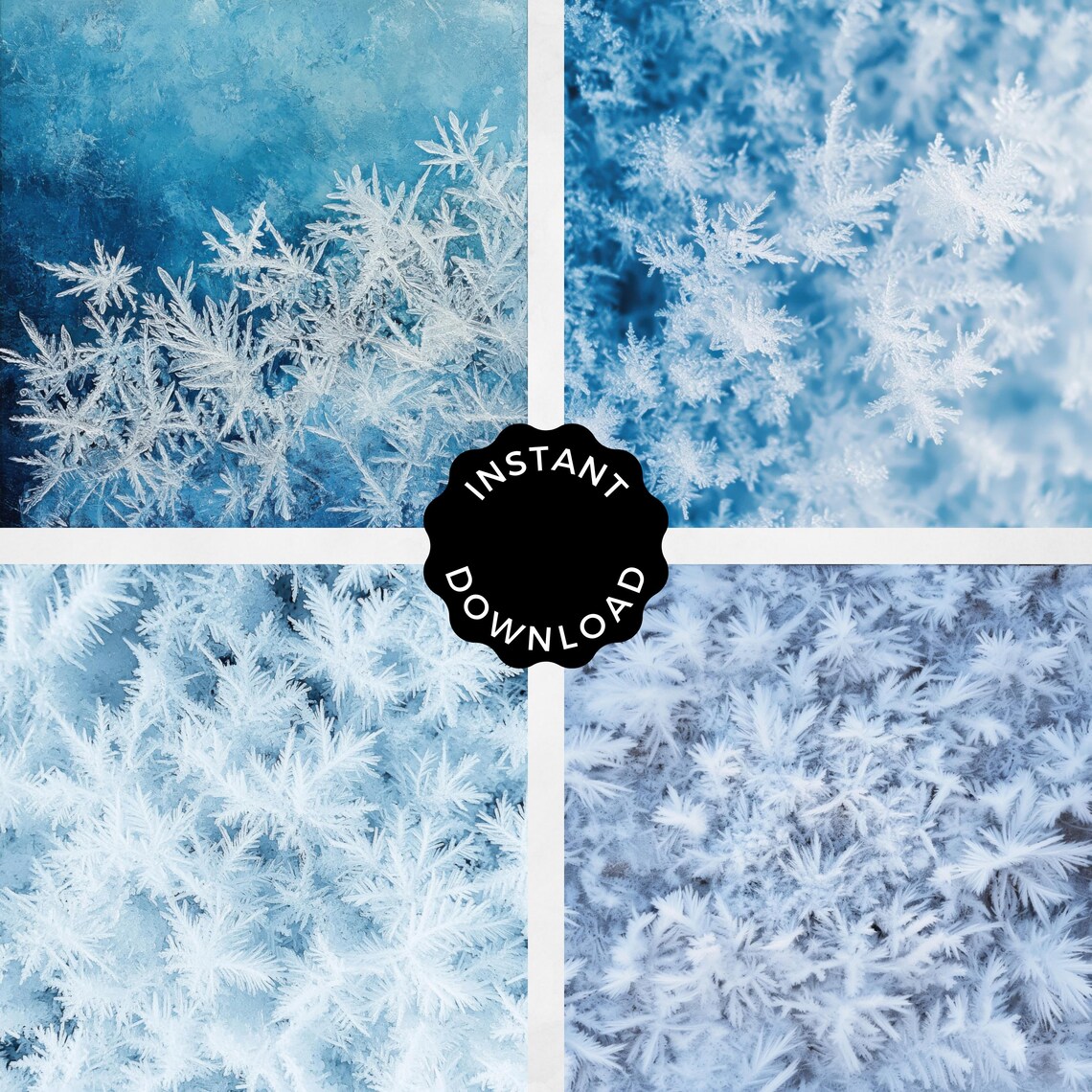 Snow Frost Texture Backgrounds, Digital Paper Pack, Winter Photo ...
