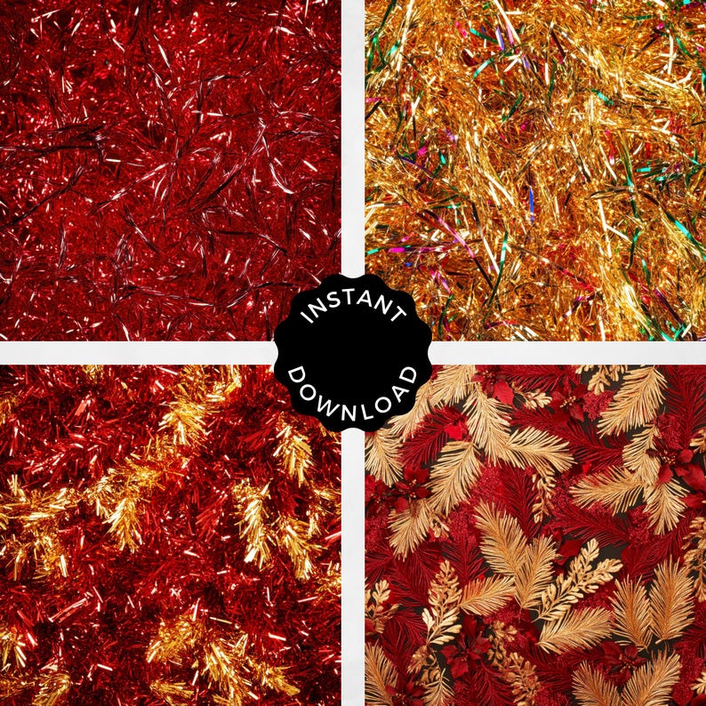 Red Gold Christmas Texture Backgrounds, Digital Paper Pack ...