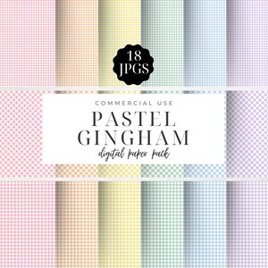 Pastel Gingham Digital Paper Pack, Pale Checkered Nursery Backgrounds ...