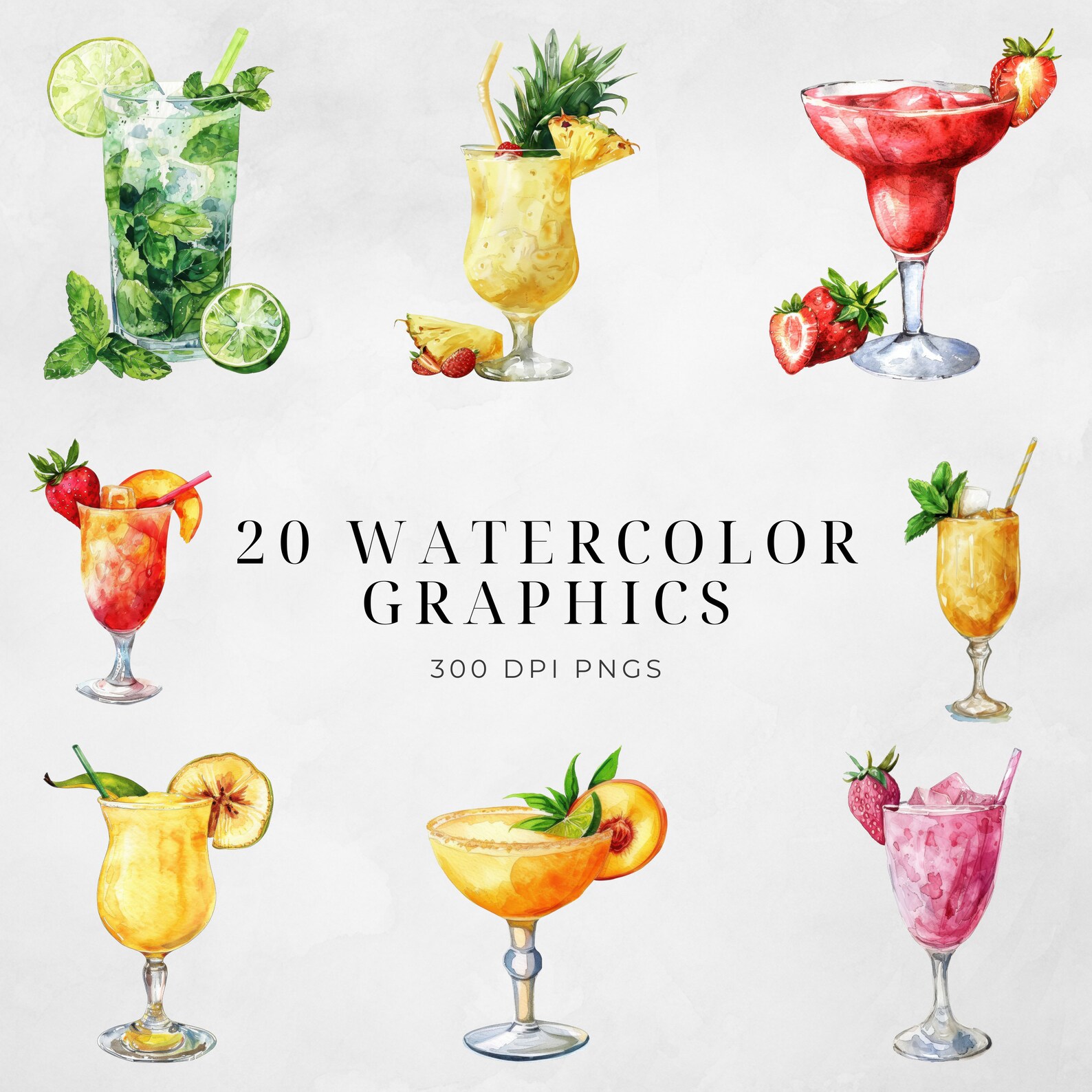 Frozen Cocktails Clipart, Summer Party Invitations, Cocktail Bar Menu ...