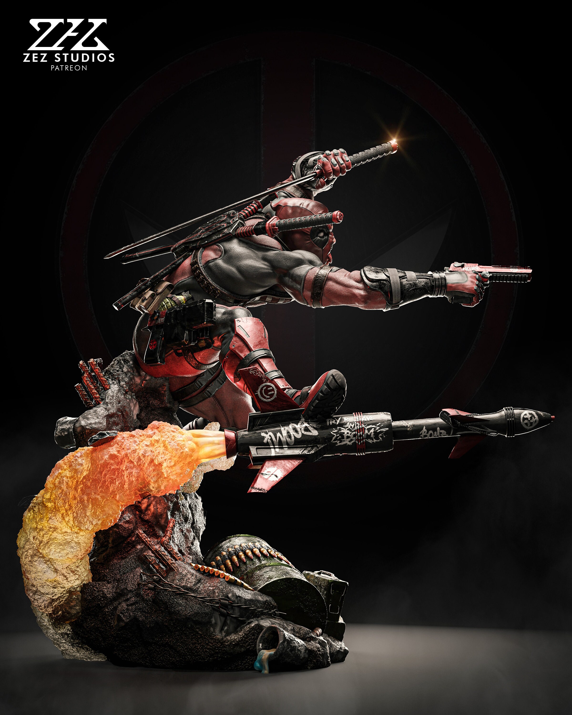 Deadpool Fan Art Resin Statue Pro Painted Made to Order - Etsy