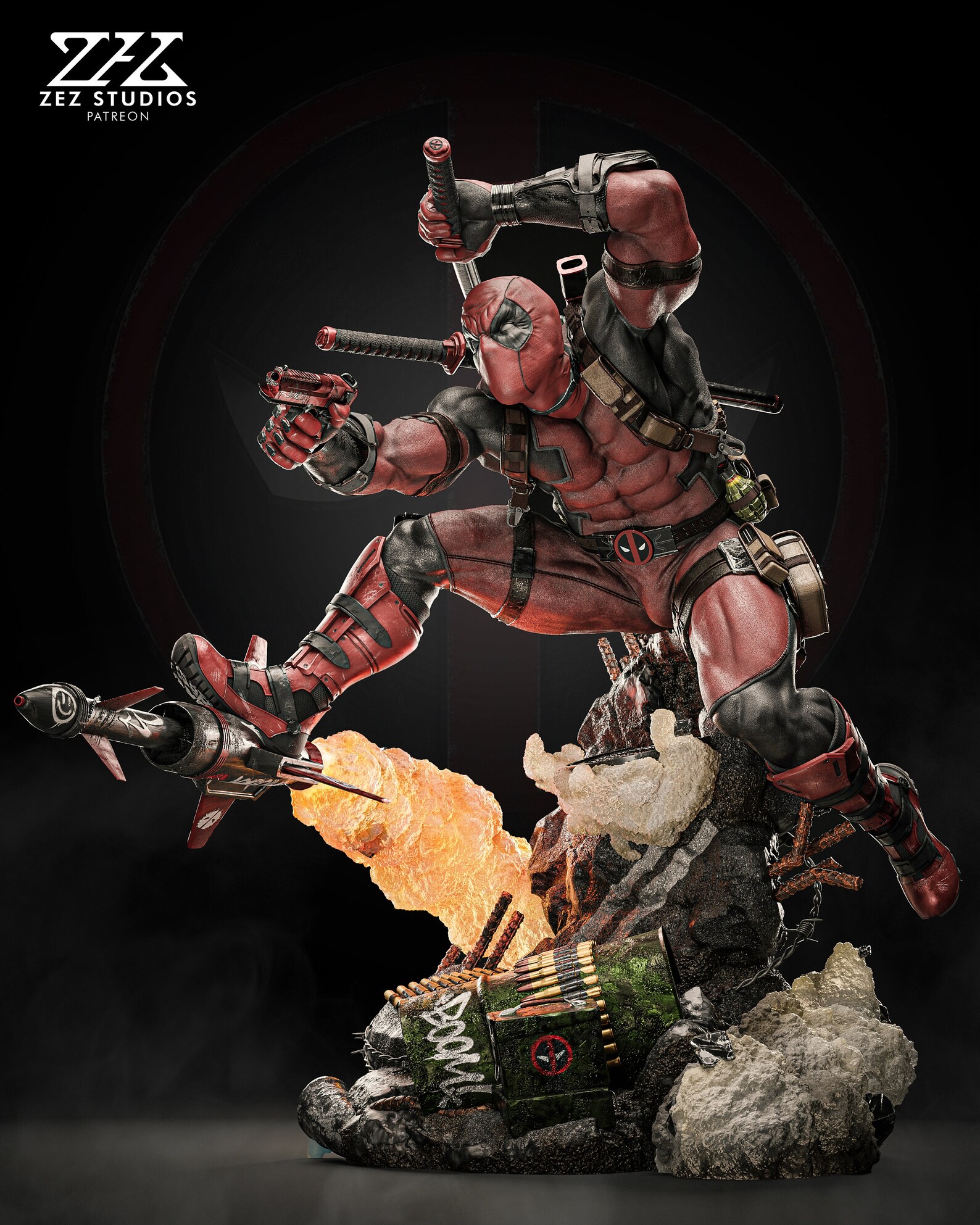 Deadpool Fan Art Resin Statue Pro Painted Made to Order - Etsy