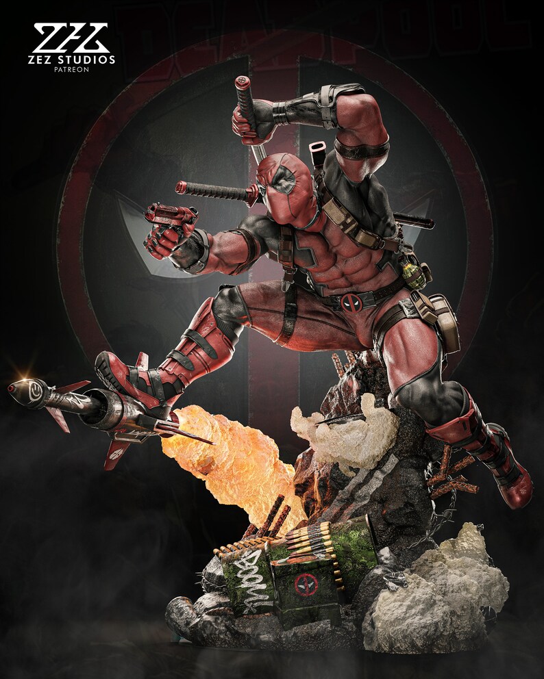 Deadpool Fan Art Resin Statue Pro Painted Made to Order - Etsy