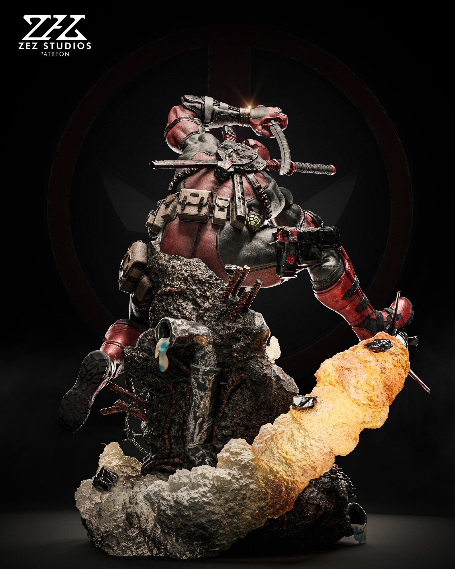 Deadpool Fan Art Resin Statue Pro Painted Made to Order - Etsy