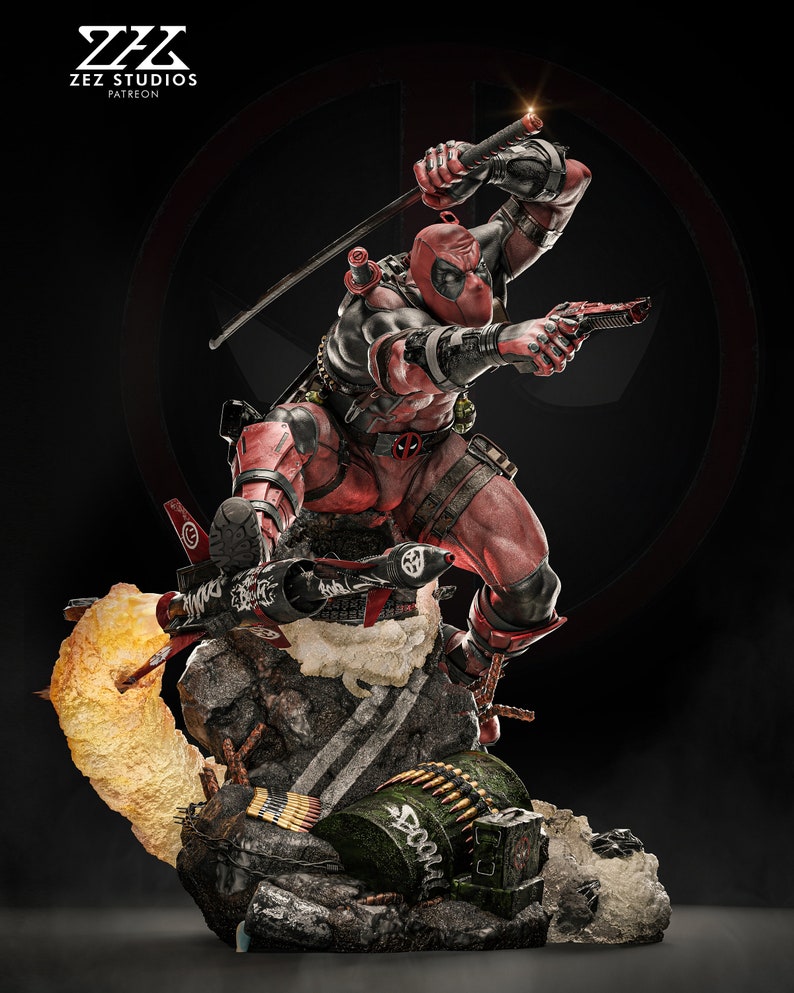 Deadpool Fan Art Resin Statue Pro Painted Made to Order - Etsy