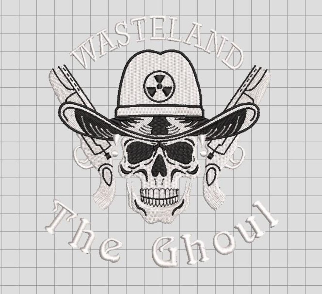 Machine Embroidery Design: Wasteland the Ghoul Fallout Skull & Cowboy ...